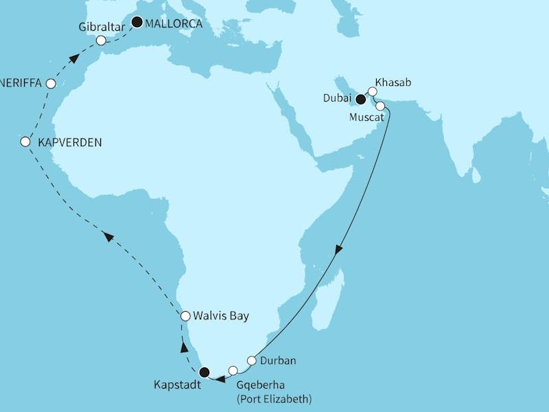 Transreisen 2026 - Mein Schiff 4 oder Mein Schiff 5 - Weltentdecker ...